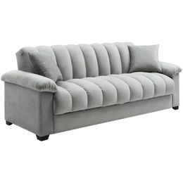 Vente-unique - Klappsofa 3-Sitzer mit Schlaffunktion - Samt - Grau - zapoto