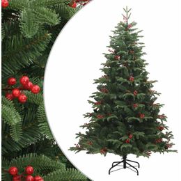 Künstlicher Weihnachtsbaum Klappbar mit Zapfen & Beeren 210 cm vidaXL