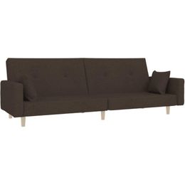 Schlafsofa 2-Sitzer mit 2 Kissen Dunkelbraun Stoff vidaXL