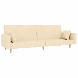 Schlafsofa 2-Sitzer mit 2 Kissen Creme Stoff vidaXL