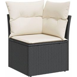 Garten-Ecksofa mit Kissen Schwarz Poly Rattan vidaXL