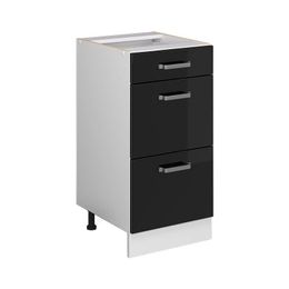 Unterschrank R-Line, Schwarz Hochglanz, 40 cm mit Schubladen, ohne Arbeitsplatte, VICCO