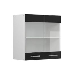 Hängeschrank R-Line, Schwarz Hochglanz, 60 cm mit Glastüren, VICCO