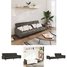 The Living Store - Schlafsofa 2-Sitzer Dunkelgrau Samt - Sofas - Grau