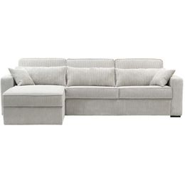 Vente-unique - Eckschlafsofa mit Matratze - Ecke wechselbar - Cord - Beige - Matratze 14 cm - Liegefläche 140 cm - mondovi