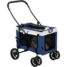 PawHut 2 in 1 Hundebuggy Haustierwagen Hundetrolley mit abnehmbarem Korb, 2 Sicherheitsleinen Klappbarer Katzenwagen für kleine und Miniaturhunde,