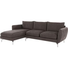 Modernes Ecksofa Lisa mit Metall Füßen, Braun - Khaki Microfaser