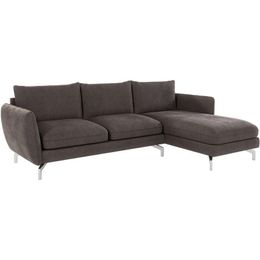 Modernes Ecksofa Lisa mit Metall Füßen, Braun - Khaki Microfaser