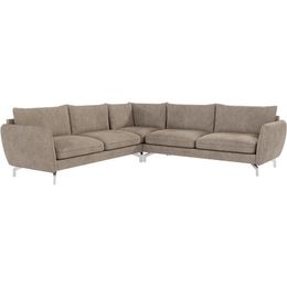 Modernes Ecksofa Lisa mit Metall Füßen, Dunkelbeige Microfaser