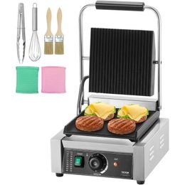 VEVOR kommerzieller Panini-Grill, 1800 W elektrischer Sandwich-Panini-Maker, Sandwich-Pressgrill aus Edelstahl, Panini-Grill mit Temperaturregelung