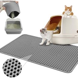 Tigrezy Katzenstreumatte 60 x 40 cm – wasserdichte Katzenmatte – doppellagige Katzenstreumatte – Katzenstreumatte für Katzentoilette und