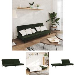 The Living Store - Schlafsofa 2-Sitzer Dunkelgrün Samt - Sofas - Grün