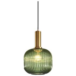 Vintage-Industrie-Pendelleuchte, moderne Hängeleuchte im Retro-Stil, Hängelampe, Glasschirm mit polierter Messinglampe [Energieklasse A++]