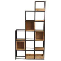 Miliboo Raumteiler-Regal aus Mangoholz und schwarz lackiertem Holz H180 cm FINLEY