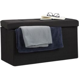 Relaxdays - Faltbare Sitzbank xl, mit Stauraum, Sitzcube, Fußablage, Sitzwürfel als Aufbewahrungsbox, 38x76x38cm, schwarz