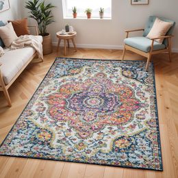 Teppich SURYA "RABAT", bunt, B:200cm H:8mm L:275cm, Kunstfaser, Teppiche, Vintage Orientteppich, Kurzflor Boho Wohnzimmerteppich, Läufer