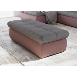 Polsterhocker DOMO collection "Moric", lila (beere, grau), B:136cm H:43cm T:64cm, 100% Polyester, Hocker, Polsterhocker, inklusive Stauraum
