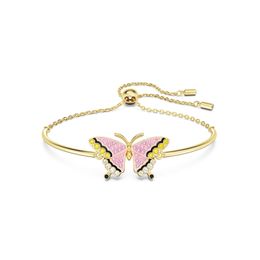 Armreif Swarovski "IDYLLIA, SCHMETTERLING, 5670053" Gr. M, rosa (gelbgoldfarben, schwarz, rosa, kristallweiß, gelb, rosa, kristallweiß, schwarz, gelb), Armbänder, Damen, M, Metall, mit Swarovski Kristall