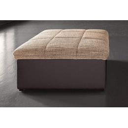 Hocker DOMO collection "Splash", braun (braun, braun, beige), B:87cm H:40cm T:87cm, Kunstleder SOFTLUX / Struktur (90% Polyester, 10% Polyacryl);Luxus-Microfaser (100% Polyester)/ Struktur (90% Polyester, 10% Polyacryl), Hocker, Polsterhocker