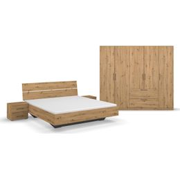 Schlafzimmer-Set Inosign "Komplettschlafzimmer Schlafzimmer Challenger (Set 4-teilig)", braun (eiche artisan), Schrankbreite/-höhe 226/210cm + ohne Matratze, B/H: 180cm x 200cm, Holzwerkstoff, Schlafzimmermöbel-Sets, Schrank 2 Breiten, Bett 3 Breiten, 2 Nachttische MADE IN GERMANY