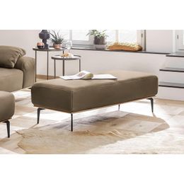 Polsterhocker W.Schillig "run", beige (stone z73), B:150cm H:46cm T:60cm, Longlife Xtra-Leder Z73: Naturwalkleder der Luxusklasse aus den erlesensten Rohh&auml;uten. Hautst&auml;rke 1, 1 &ndash; 1, 3 mm;ROHLEDER Chenille-Flachgewebe Q2 W77 (68% Polyacryl, 32% Polyester);Stoff S37 (100% Polyester), Hocker, Polsterhocker, mit Holzsockel, F&uuml;&szlig;e in Schwarz pulverbeschichtet, Breite 150 cm
