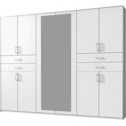 Drehtürenschrank wimex "Taiga Kleiderschrank mit Spiegel OTTOs Choice Topseller", weiß, B:270cm H:210cm T:58cm, Spanplatte, Schränke, mit Schubladen auf bequemer Höhe, TOPSELLER