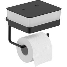 Feuchttücherbox Giese "WC-Duo", schwarz, Messing, Glas, Aufbewahrungsboxen, mit WC-Rollen Halter