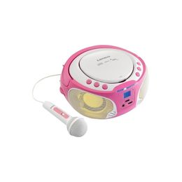 Lenco SCD-650 - Portable FM Radio CD/MP3/USB Microphone & Light Effects - Pink - FM - Stereo - Pink