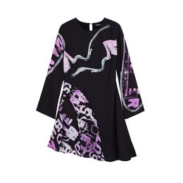 Desigual Kleid Damen Gr&ouml;&szlig;e 34 grau / lila / pink / schwarz Winterkleid