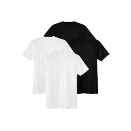 T-Shirt Calida "T-Shirt MEN T-Shirt 2PACK Natural Benefit 100% cotton 4er Pack" Gr. L, schwarz-weiß (weiß, schwarz), Herren, Obermaterial: 100% Baumwolle CO., Shirts