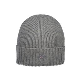 Beanie Gant "Mütze SHIELD WOOL BEANIE", Damen, grau, Obermaterial: 80% Wolle mw. 20% Polyamid PA., Mützen