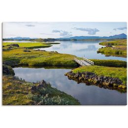 Leinwandbild Artland "Myvatn", grün, B:120cm H:80cm, Canvas, Leinwand, Bilder, auf Keilrahmen gespannt