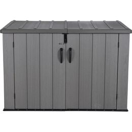 Mülltonnenbox Lifetime "Geräteschrank Greg", braun (grau, braun), B:191,1cm H:132,2cm T:108cm, Kunststoff, Polyethylen (PE), Aufbewahrungsboxen, Platz für 3 Mülltonnen je 240 L, BxHxT: 191x108x132 cm