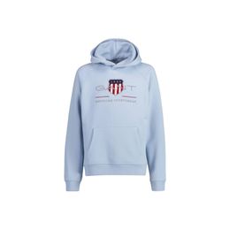 Sweatshirt Gant "Sweatshirt Archive Shield Hoodie" Gr. 170, blau (fresh blau), Jungen, Obermaterial: 78% Baumwolle CO. 22% Polyester PES., Sweatshirts