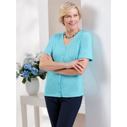 Klassische Bluse CLASSIC Gr. 54, blau (aquamarin), Damen, 95% Polyester, 5% Elasthan, unifarben, Blusen