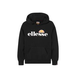 Sweatshirt Ellesse "Sweatshirt ISOBEL OH HOODY JNR" Gr. 128, schwarz, Mädchen, Obermaterial: 80% Baumwolle CO. 20% Polyester PES., Sweatshirts