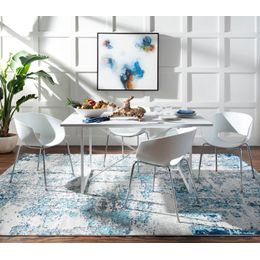 Teppich SURYA "DUNKIRK", blau, B:120cm H:11mm L:170cm, Kunstfaser, Teppiche, Moderner Designerteppich in Marmor Optik, Kurzflor Wohnzimmerteppich