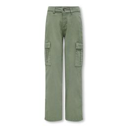 Cargohose KIDS Only "KOGYARROW-VOX STR CARGO PANT PNT NOOS" Gr. 146, N-Gr, grün (hedge grün), Mädchen, Web, Obermaterial: 98% Baumwolle, 2% Elasthan, unifarben, Hosen