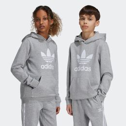 Kapuzensweatshirt adidas originals "TREFOIL HOODIE", Kinder, Gr. 146, grau (medium grau heather), Obermaterial: 70% Baumwolle, 30% Polyester, sportlich, Sweatshirts