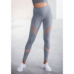 active by Lascana Funktionsleggings LASCANA ACTIVE Gr. XS (32/34), N-Gr, blau (blau grau), Damen, Obermaterial: 75% Polyester, 25% Elasthan. Netz: 90% Polyester, 10% Elasthan, unifarben, Hosen, mit kleiner Raffung, Loungewear