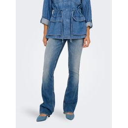 Bootcut-Jeans Only "ONLBLUSH MID FLARED DNM DOT741 NOOS", Damen, Gr. S (36), Länge 34, blau (medium blau denim), Denim/Jeans, Obermaterial: 92% Baumwolle, 6% Elastomultiester, 2% Elasthan, unifarben, modisch, Jeans