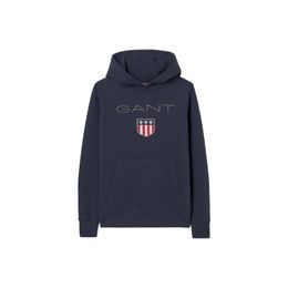 Sweatshirt Gant "Sweatshirt Shield Hoodie", Jungen, Gr. 134, blau (dunkelblau), Obermaterial: 78% Baumwolle CO. 22% Polyester PES., Sweatshirts