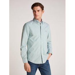 Langarmhemd Tommy Hilfiger "FLEX POPLIN CLASSIC STP RF SHIRT", Herren, Gr. XXL, N-Gr, nouveau grün, optic weiß, Popeline, Obermaterial: 100% Baumwolle, gestreift, klassisch, regular fit hüftlang, Hemden, mit Sreifenmuster