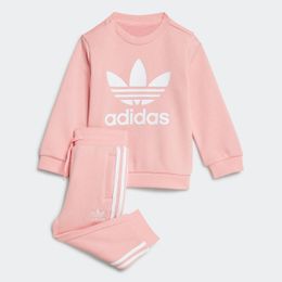 Trainingsanzug adidas originals "CREW SET" Gr. 98, pink (semi pink spark), Kinder, Obermaterial: 70% Baumwolle, 30% Polyester, Sportanzüge