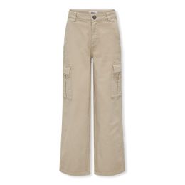 Cargohose KIDS Only "KOGYARROW-VOX STR CARGO PANT PNT NOOS" Gr. 128, N-Gr, grau (pumice stone), Mädchen, Web, Obermaterial: 98% Baumwolle, 2% Elasthan, unifarben, Hosen