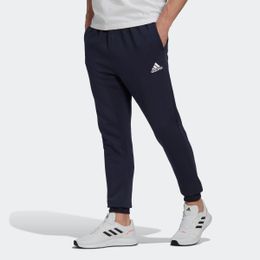 Sporthose adidas Sportswear "ESSENTIALS FLEECE REGULAR TAPERED HOSE" Gr. S, N-Gr, blau (legend ink, weiß), Herren, Obermaterial: 70% Baumwolle, 30% Polyester, clean, Hosen