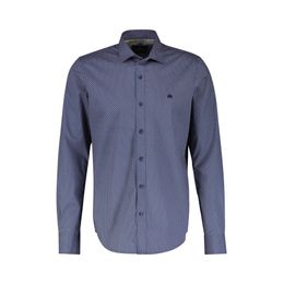 Langarmhemd Lerros "Lerros Modisches Hemd mit Haifischkragen, gemustert", Herren, Gr. 5XL, extraweit, crispy blau, 97% Baumwolle, 3% Elasthan, Hemden