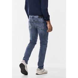 Regular-fit-Jeans Street One MEN Gr. 34, Länge 34, blau (indigo blau random wash), Herren, Jeans, 98% Baumwolle, 2% Elasthan, unifarben, Jeans, 5-Pocket-Style