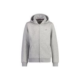 Sweater Gant "Sweatjacke Shield Zip Hoodie" Gr. 176, grau, Jungen, Obermaterial: 78% Baumwolle CO. 22% Polyester PES., Sweatshirts