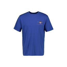 T-Shirt Gant "T-Shirt Regular Archive Shield EMB 1er Pack" Gr. L, blau (rich blau), Herren, Obermaterial: 100% Baumwolle CO., Shirts